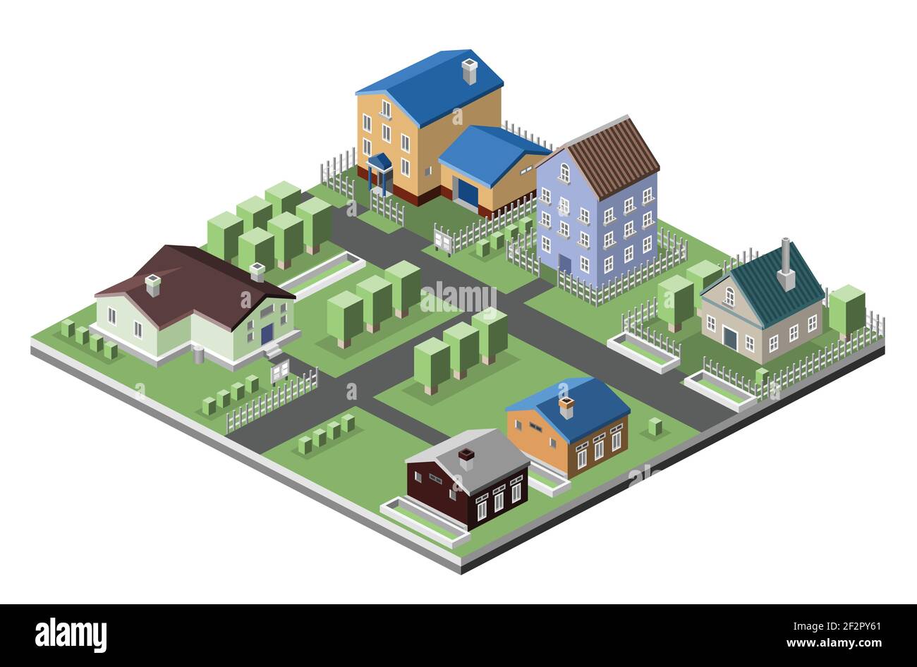 Residential house 3d buildings isometric neighborhood real estate ...