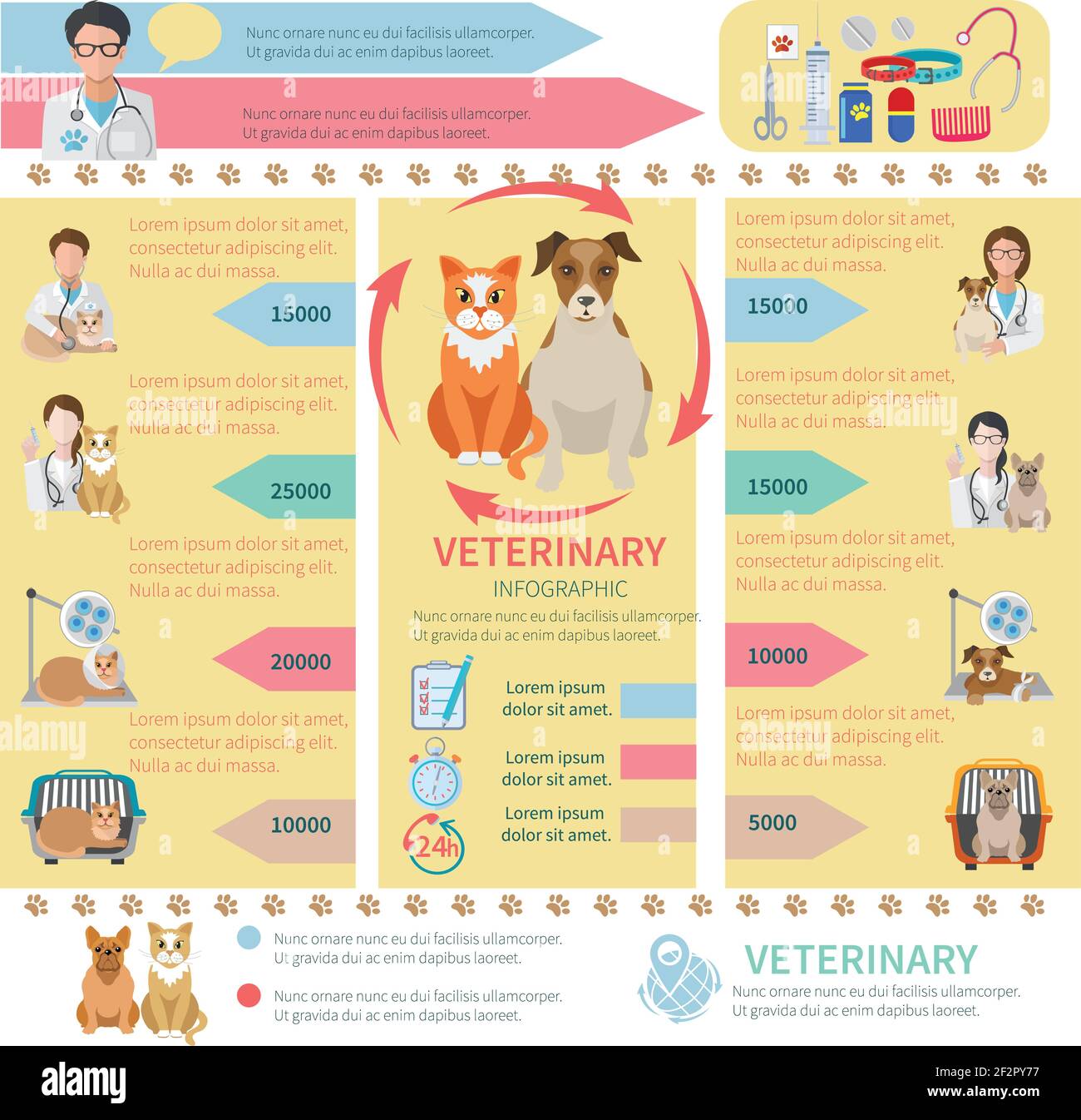 Veterinary infographics flat set with pet health care design elements ...