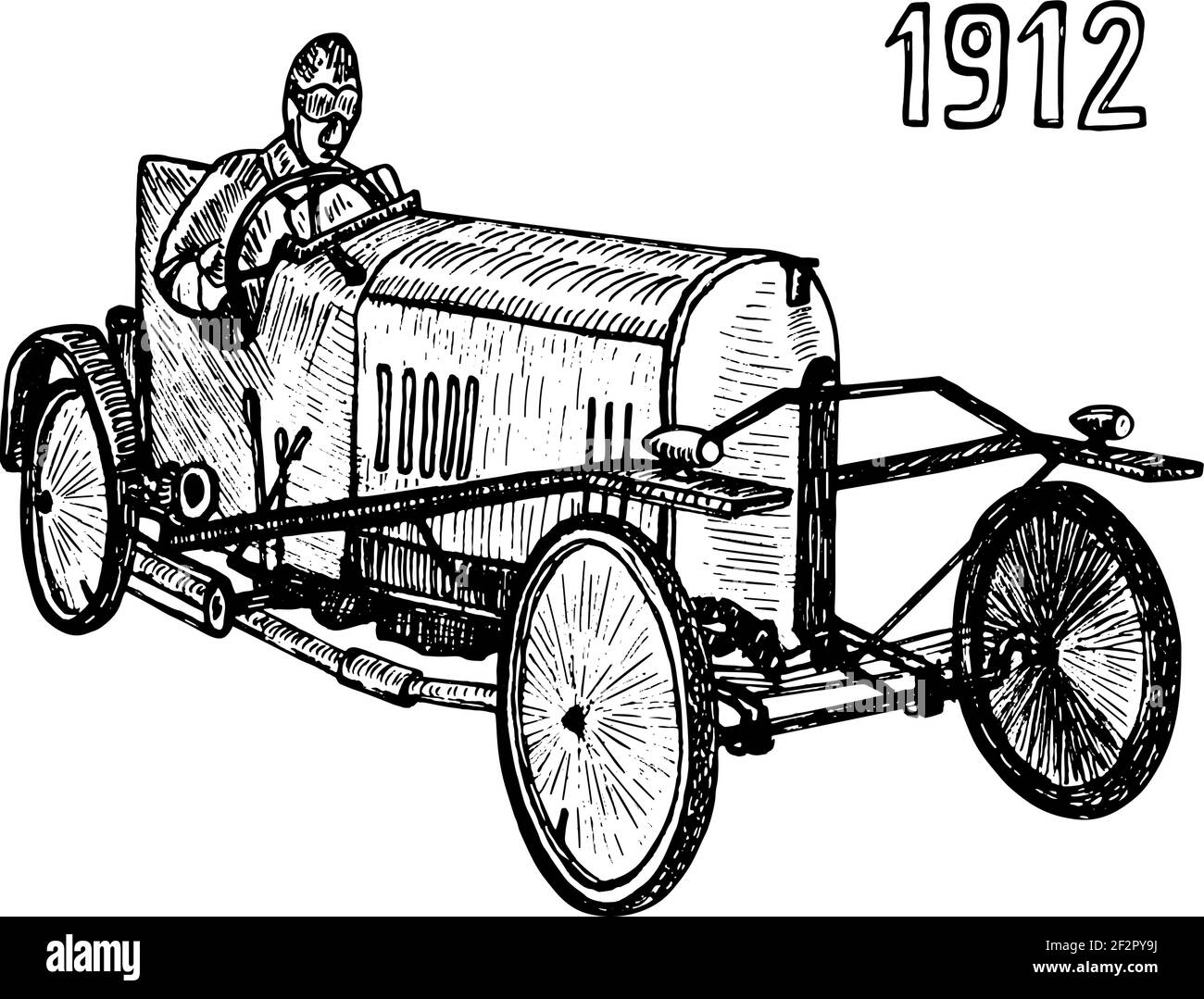 Hand drawn vector tracing vintage retro racing car, doodle sketch ...