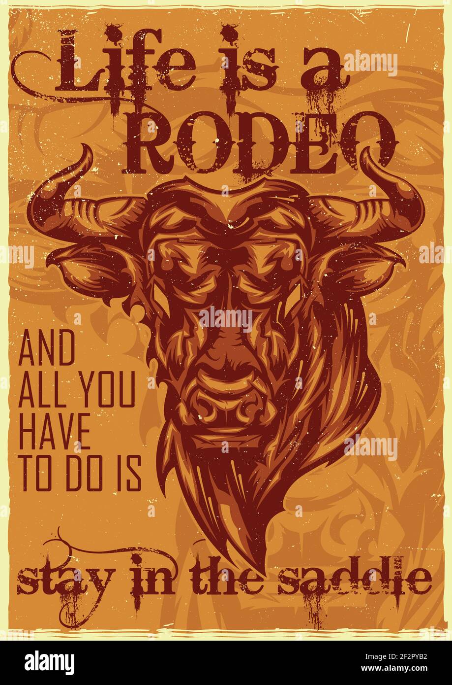 T-shirt or poster design with illustration of angry bull Stock Vector ...