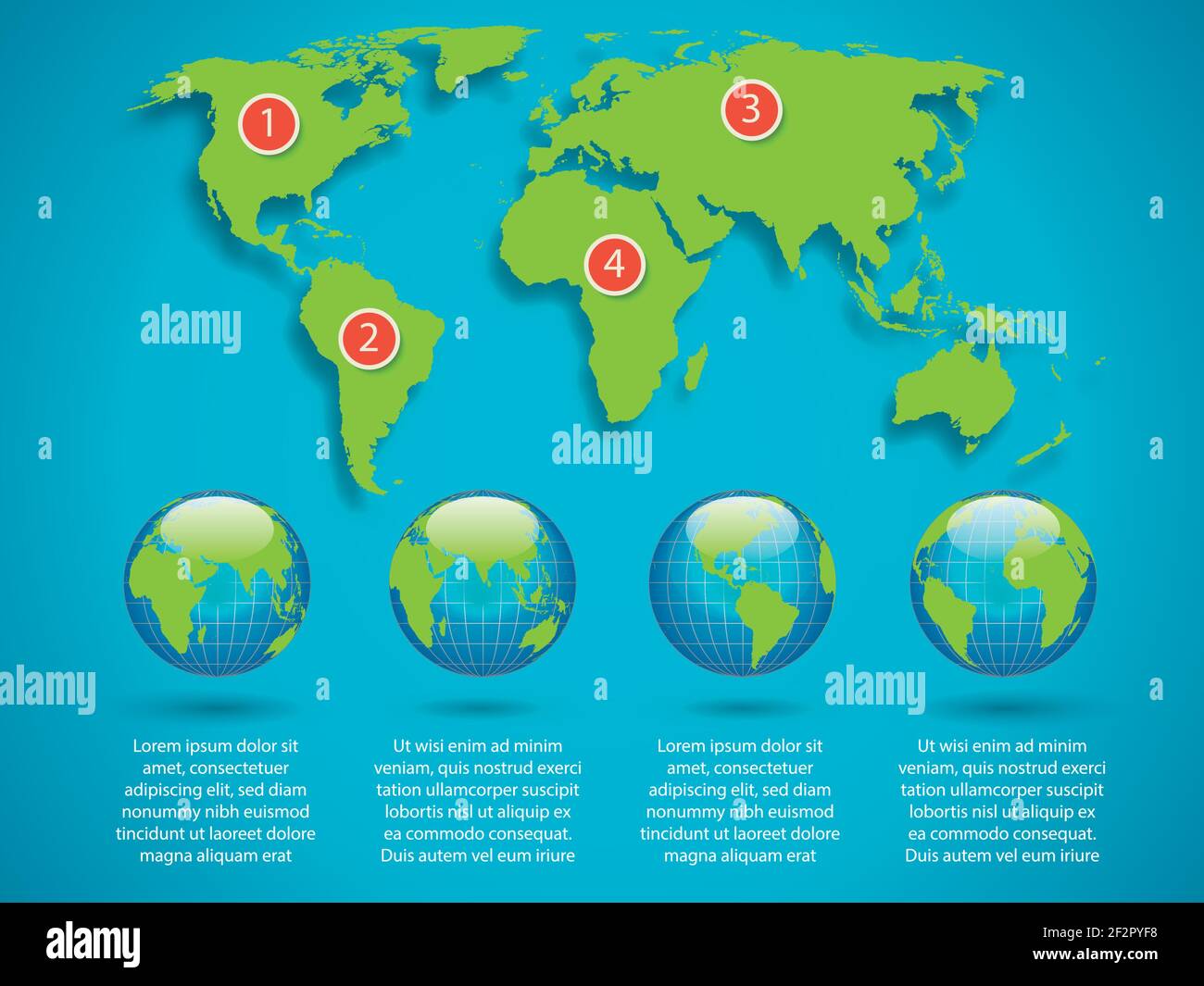 World map with globe infographic template vector illustration Stock ...
