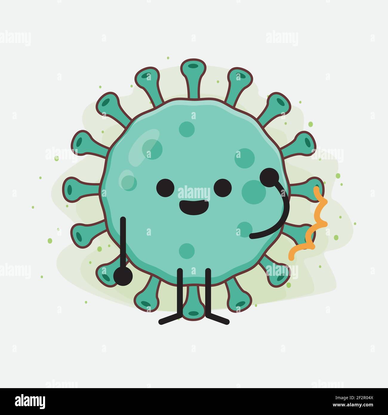 Vector Illustration of Virus Character with cute face, simple hands and ...