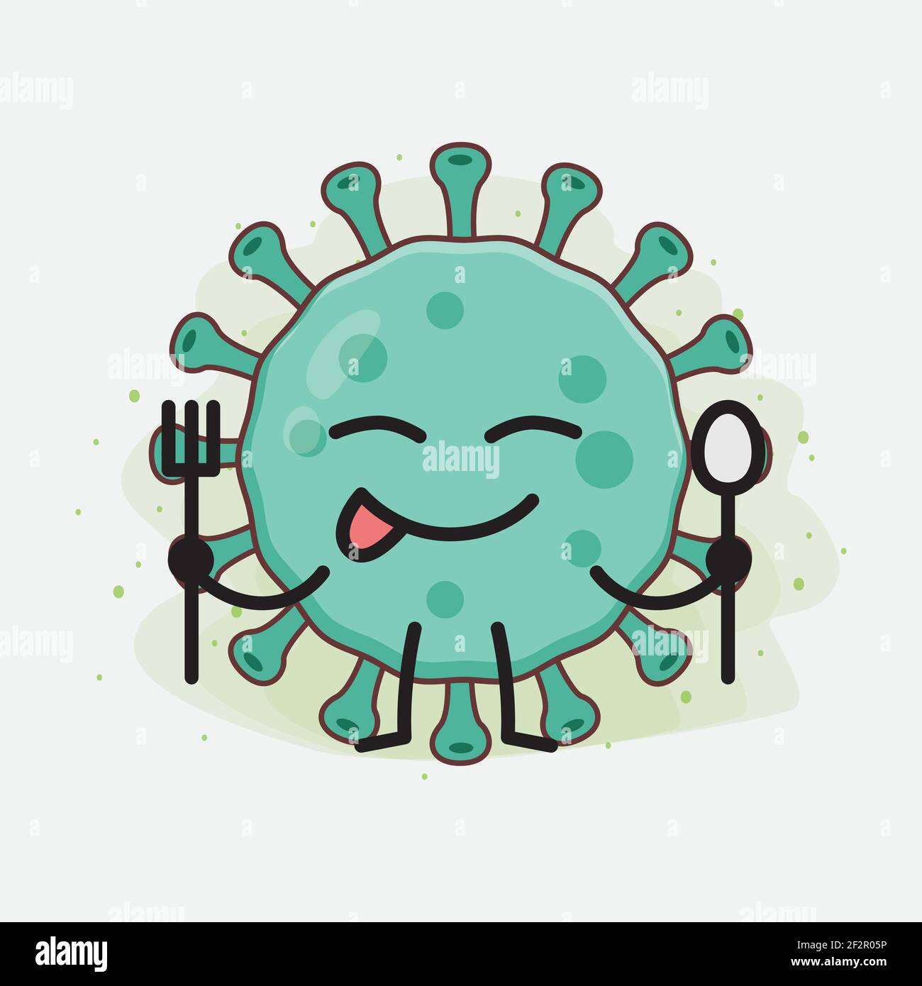 Vector Illustration of Virus Character with cute face, simple hands and ...