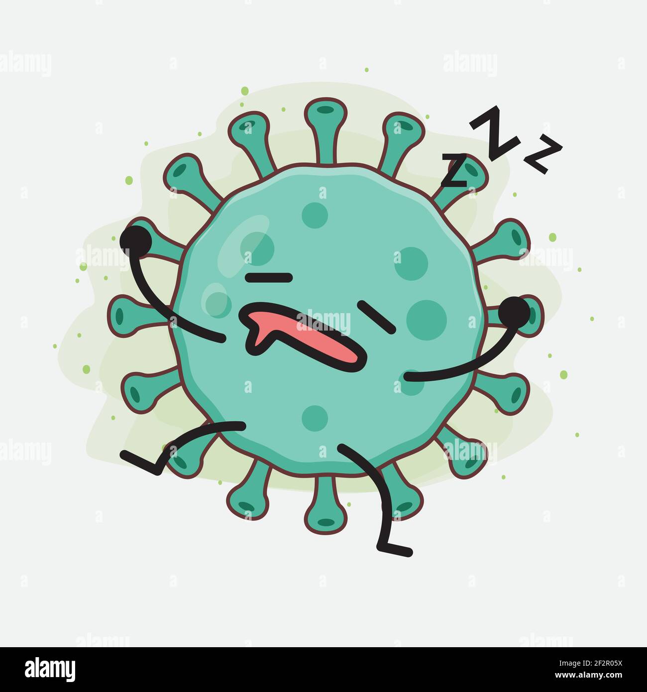 Vector Illustration of Virus Character with cute face, simple hands and ...