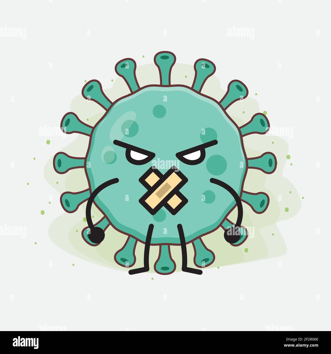 Vector Illustration of Virus Character with cute face, simple hands and ...