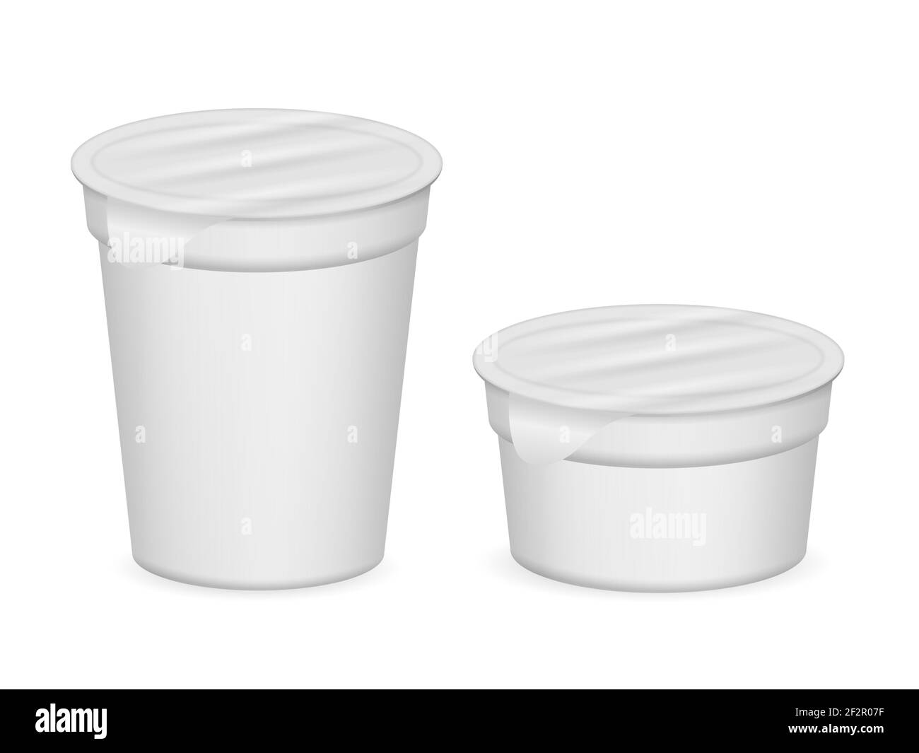 Plastic pack yogurt on a white background Stock Photo - Alamy