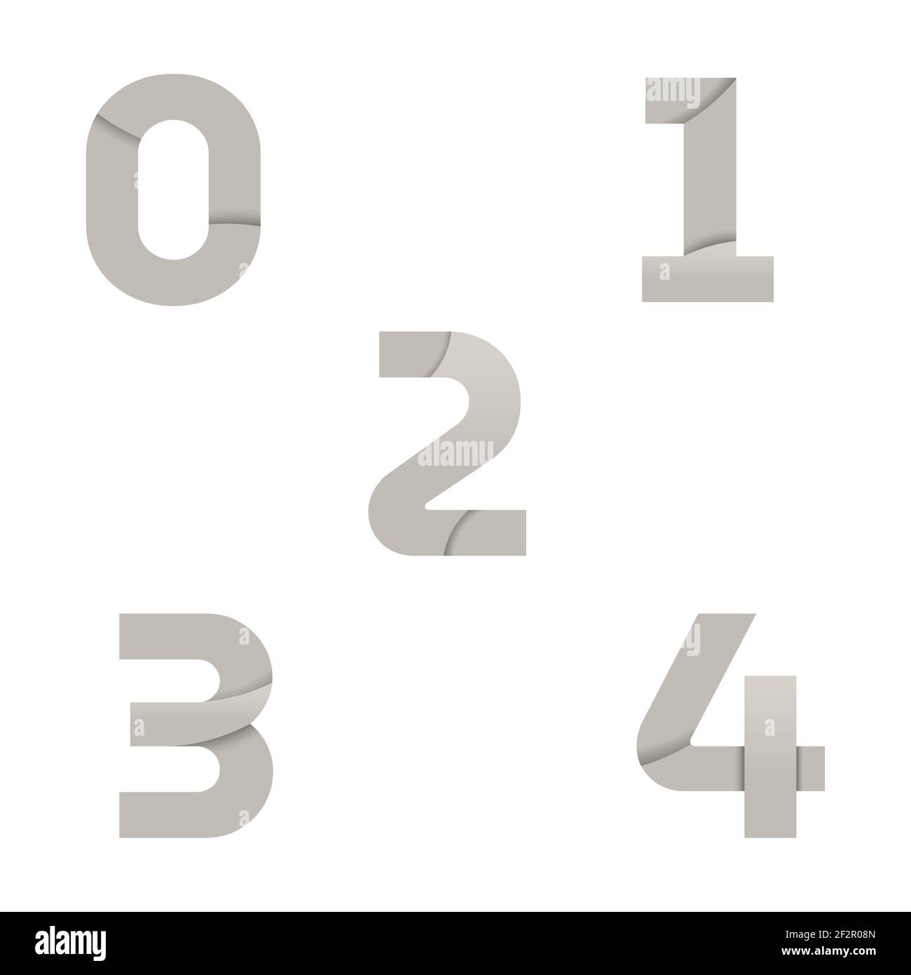 Origami style number from zero to four on a white background. Vector ...