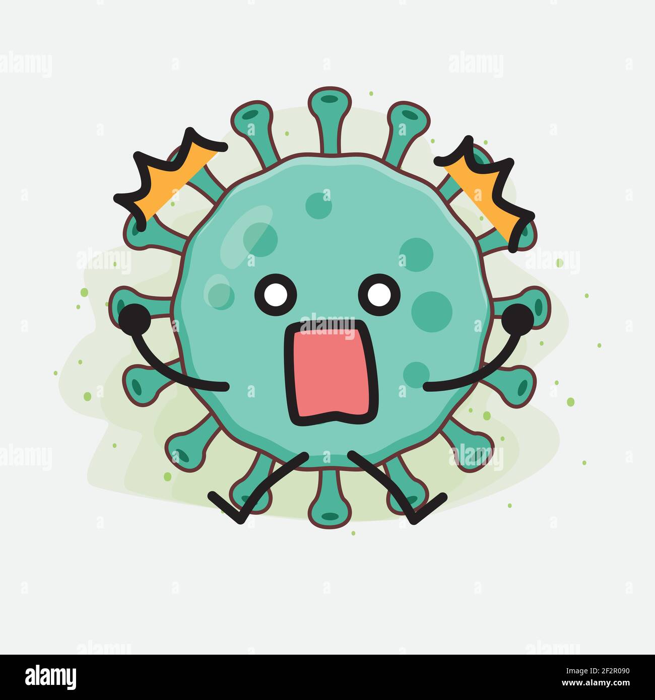 Vector Illustration of Virus Character with cute face, simple hands and ...