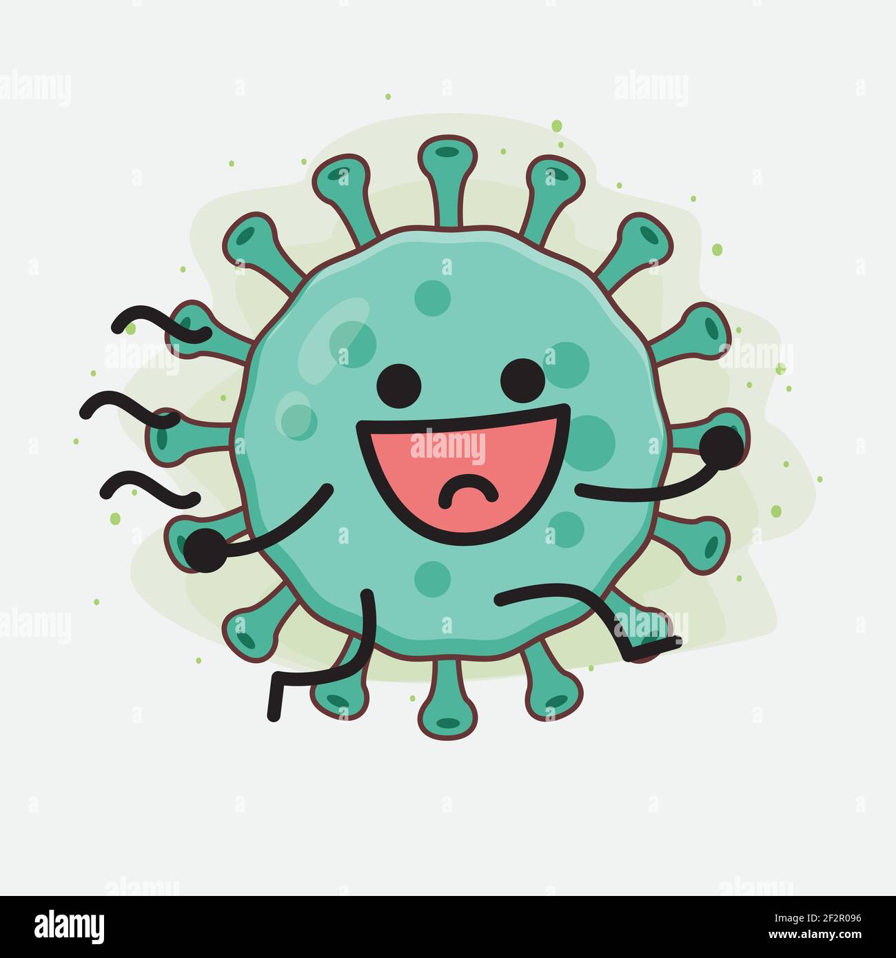 Vector Illustration of Virus Character with cute face, simple hands and ...