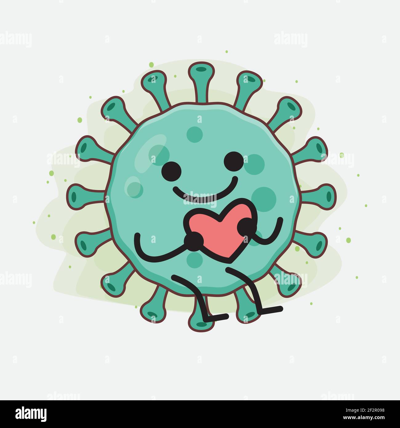 Vector Illustration of Virus Character with cute face, simple hands and ...