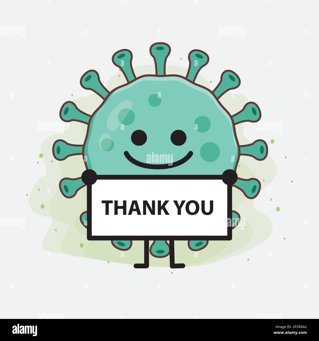 Vector Illustration of Virus Character with cute face, simple hands and ...