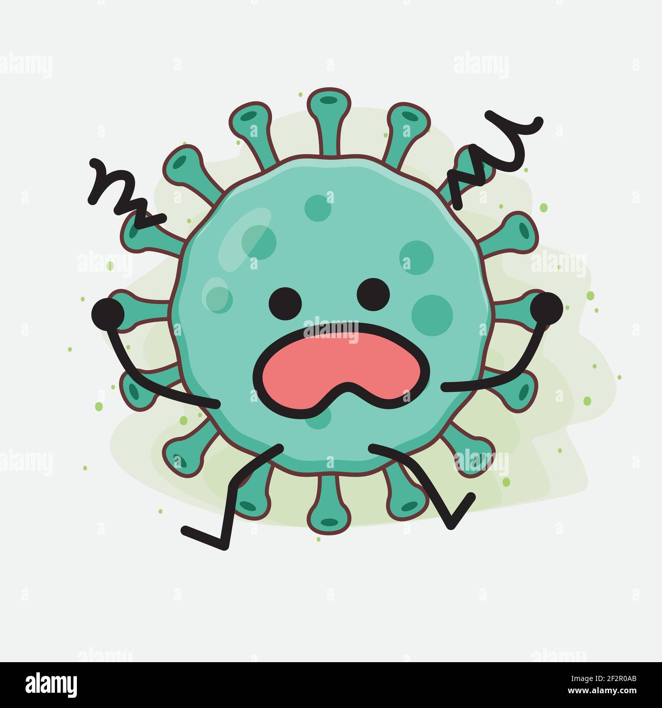 Vector Illustration of Virus Character with cute face, simple hands and ...