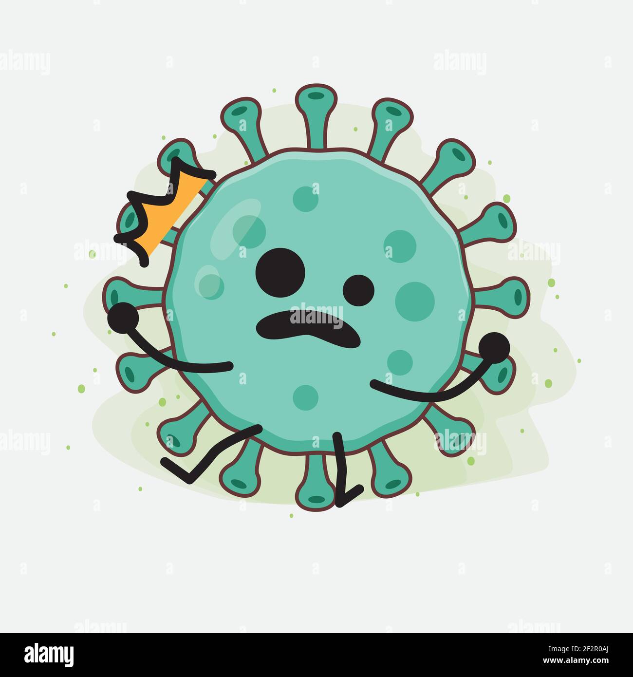 Vector Illustration of Virus Character with cute face, simple hands and ...