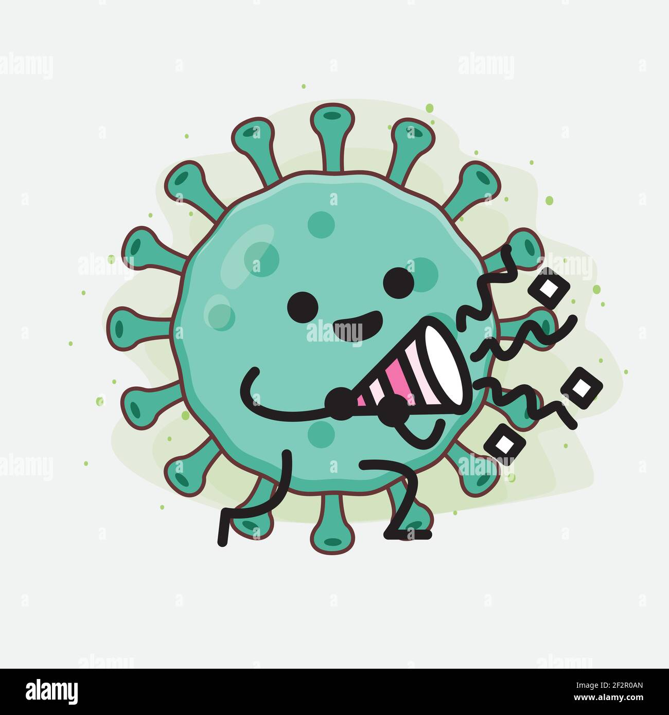 Vector Illustration of Virus Character with cute face, simple hands and ...