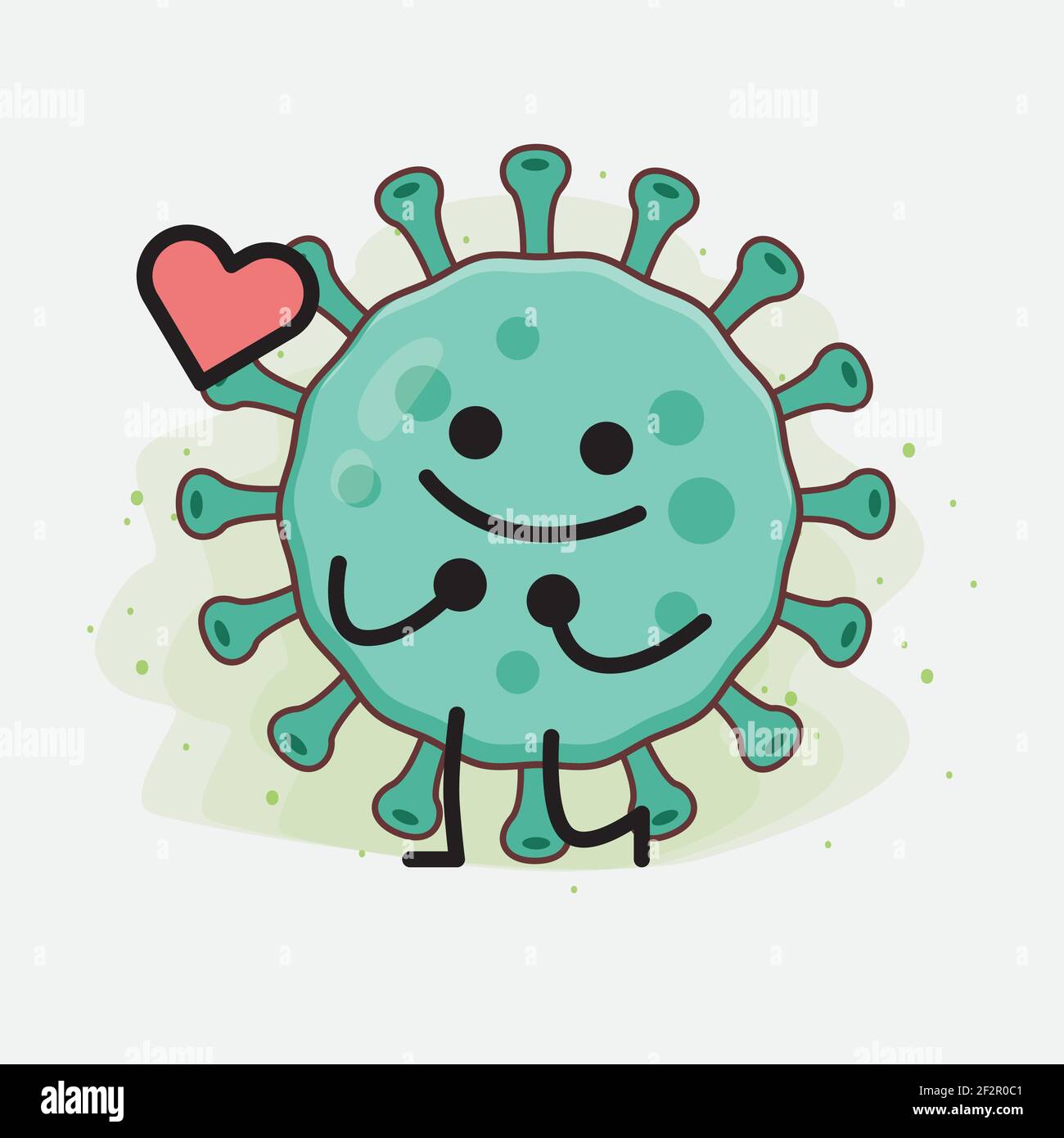 Vector Illustration of Virus Character with cute face, simple hands and ...