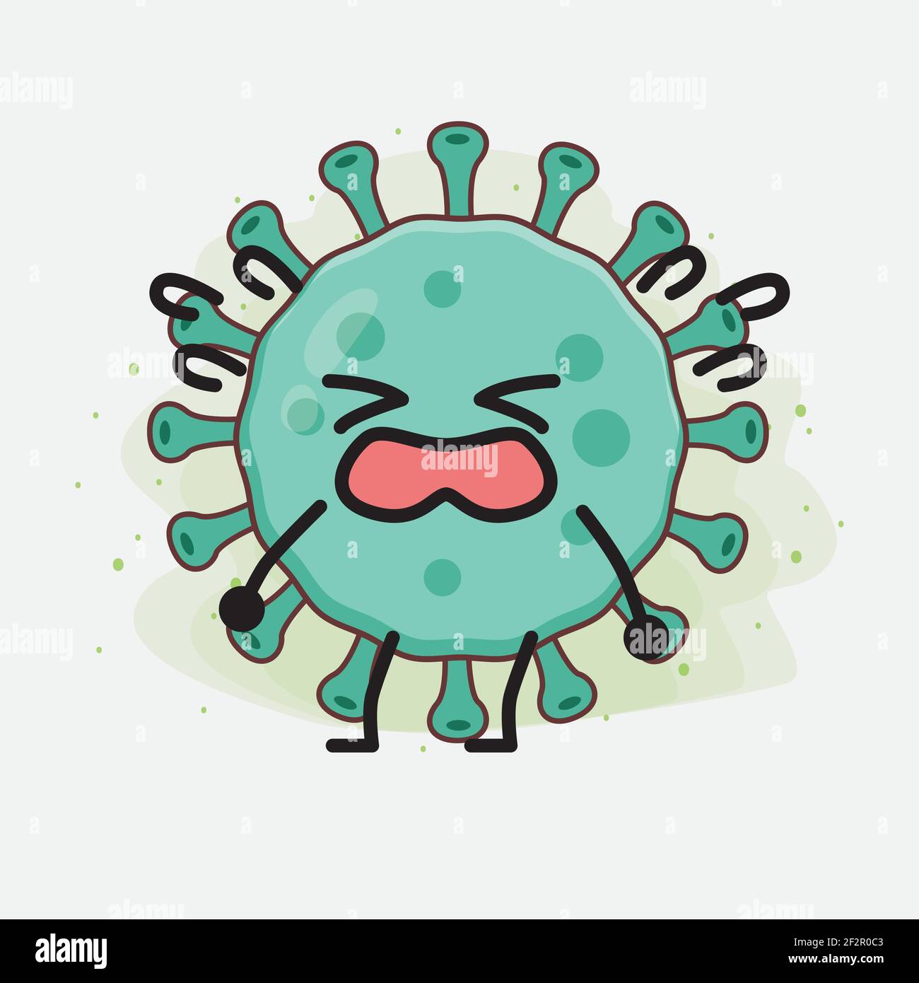 Vector Illustration of Virus Character with cute face, simple hands and ...