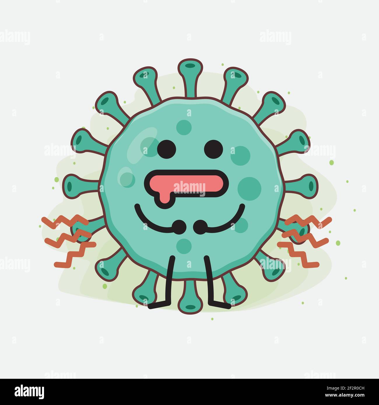 Vector Illustration of Virus Character with cute face, simple hands and ...