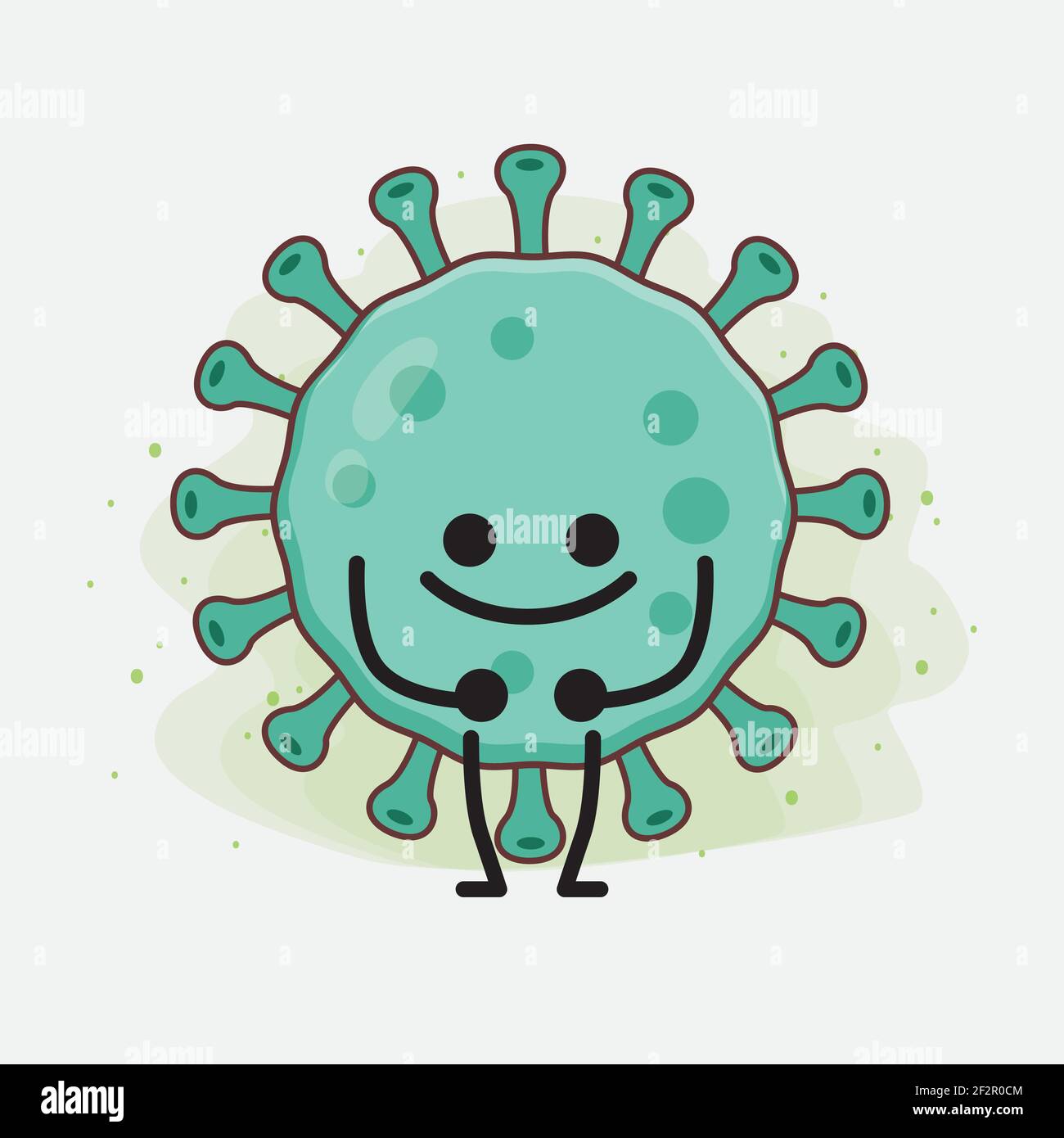 Vector Illustration of Virus Character with cute face, simple hands and ...