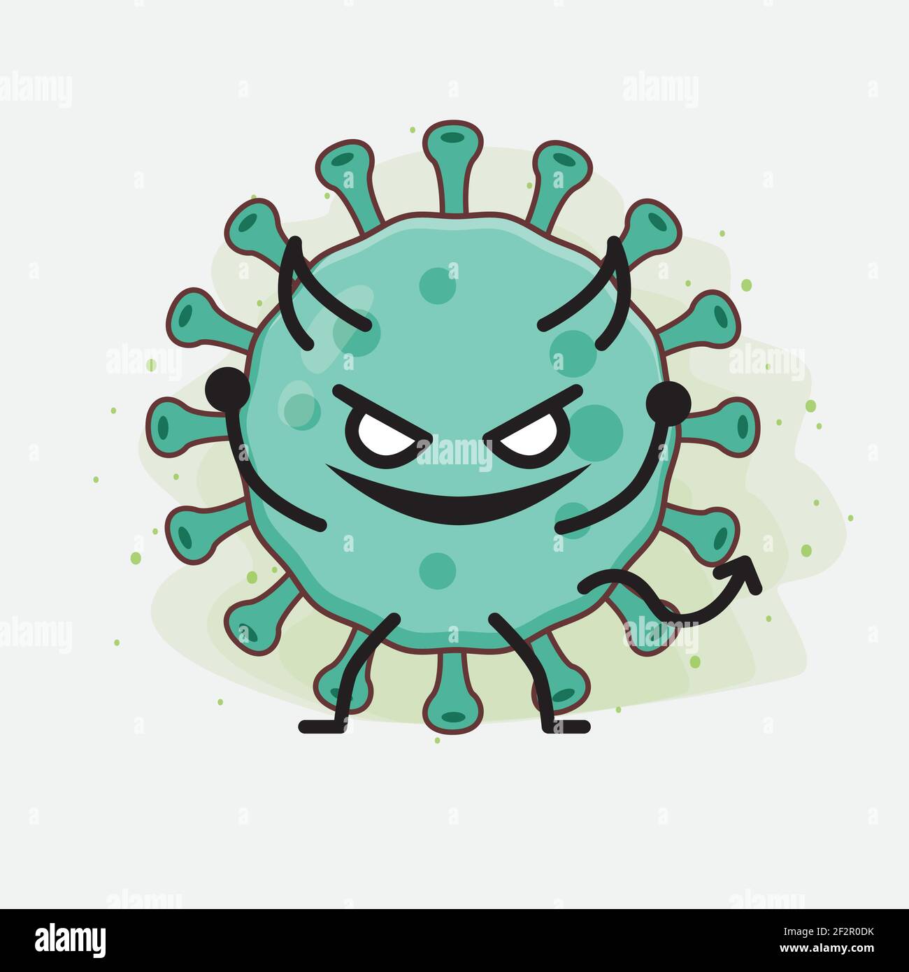 Vector Illustration of Virus Character with cute face, simple hands and ...