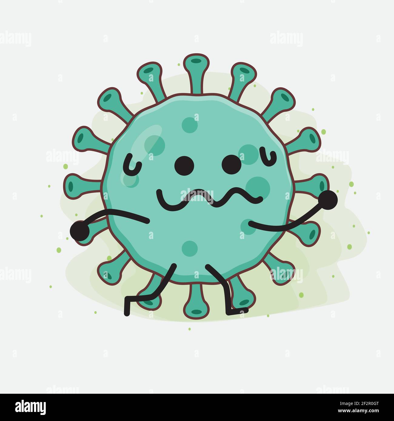 Vector Illustration of Virus Character with cute face, simple hands and ...
