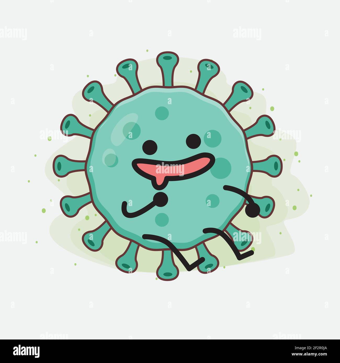 Vector Illustration of Virus Character with cute face, simple hands and ...