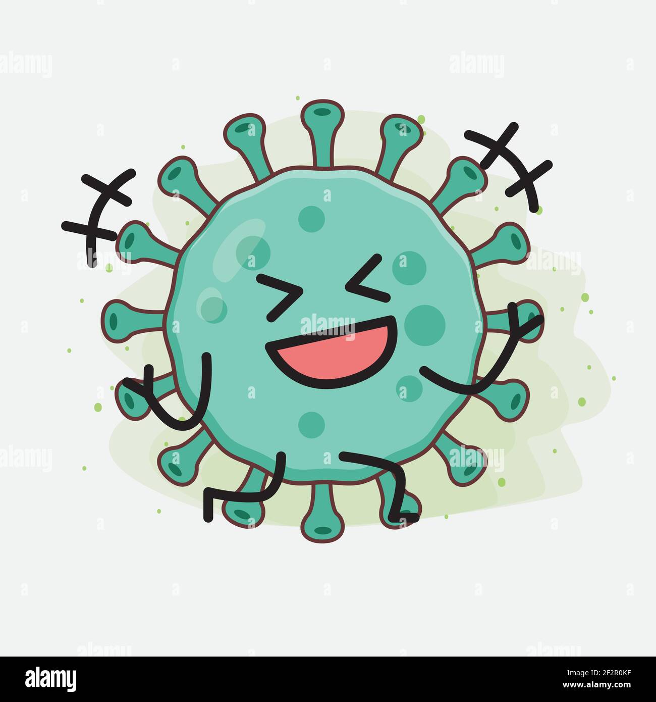 Vector Illustration of Virus Character with cute face, simple hands and ...