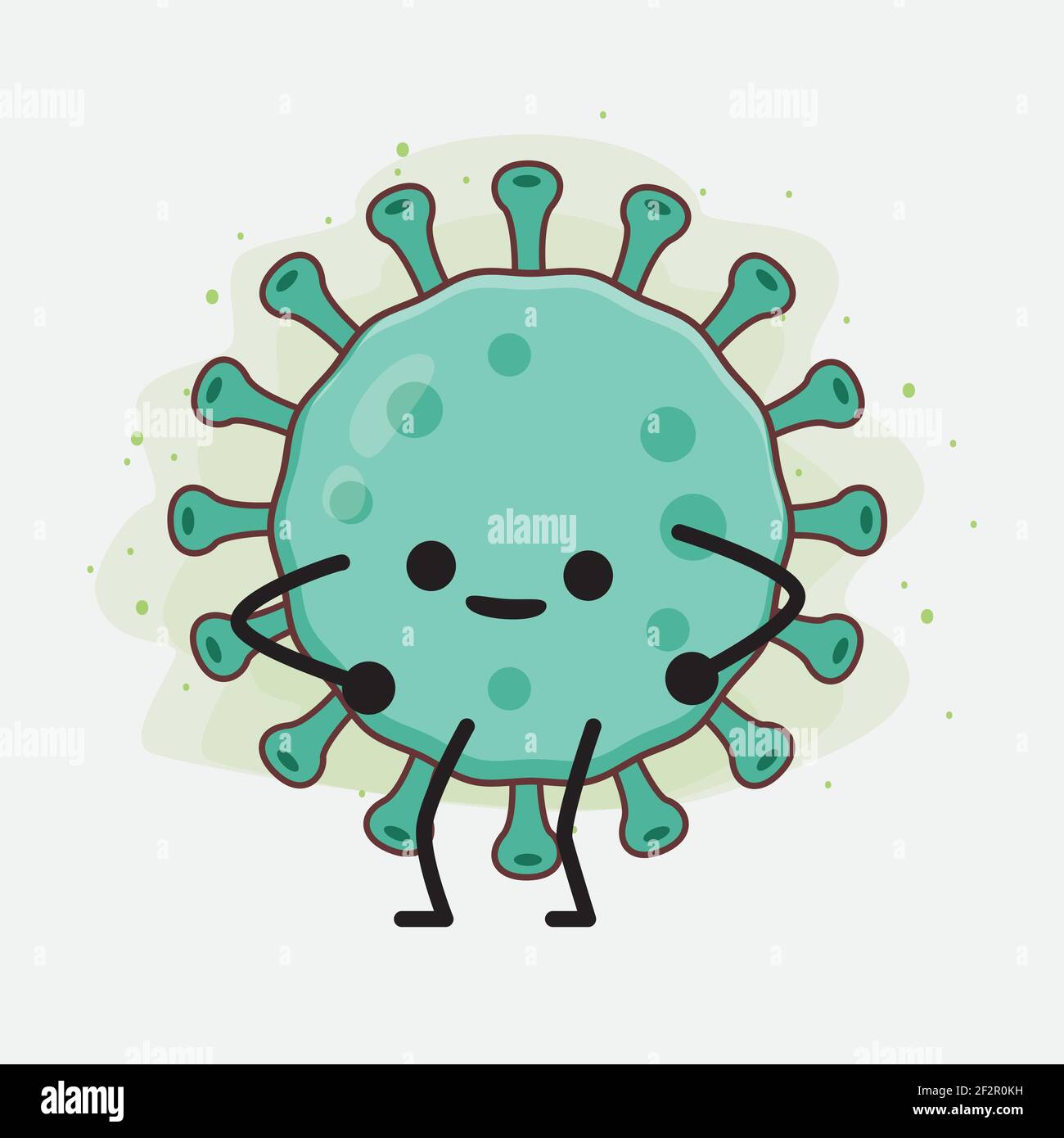 Vector Illustration of Virus Character with cute face, simple hands and ...