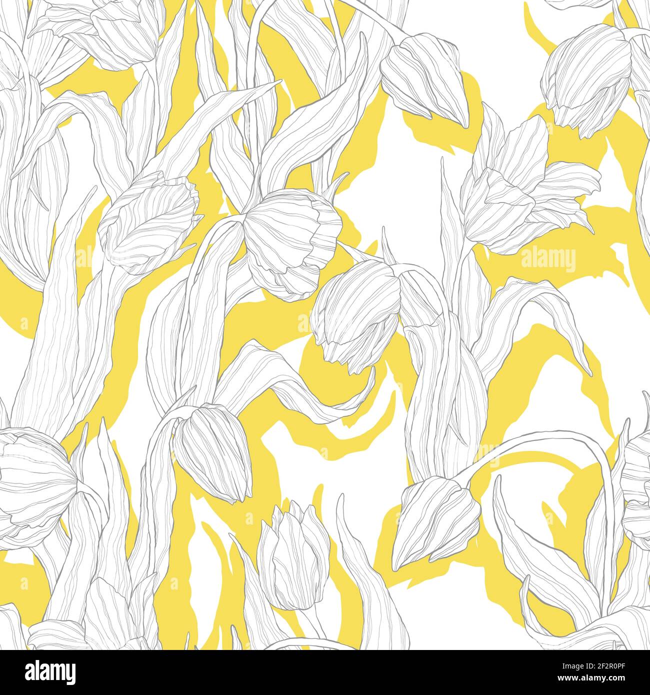 Seamless floral pattern with tulips flower. Vector repeating background ...