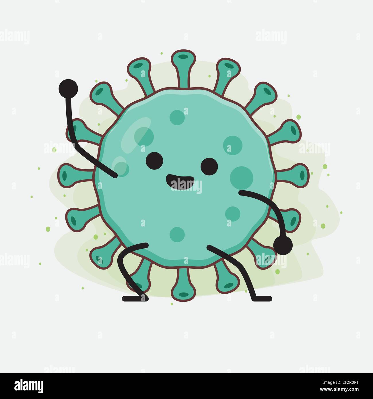 Vector Illustration of Virus Character with cute face, simple hands and ...