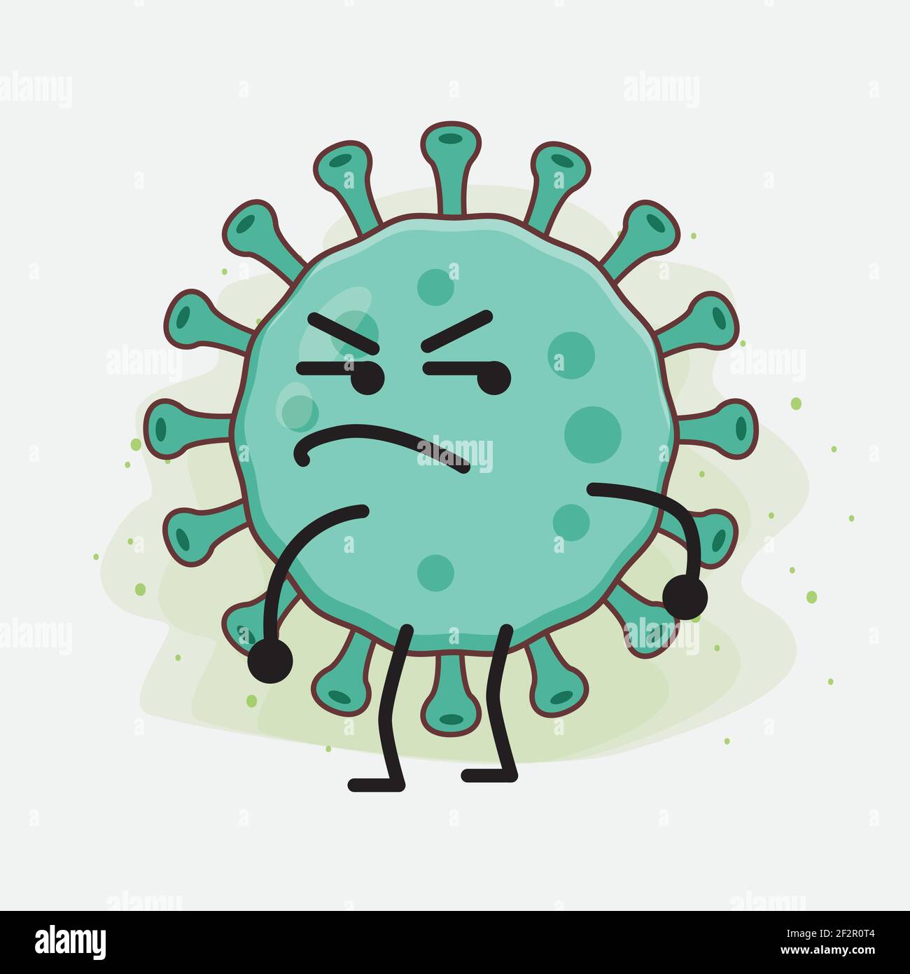 Vector Illustration of Virus Character with cute face, simple hands and ...