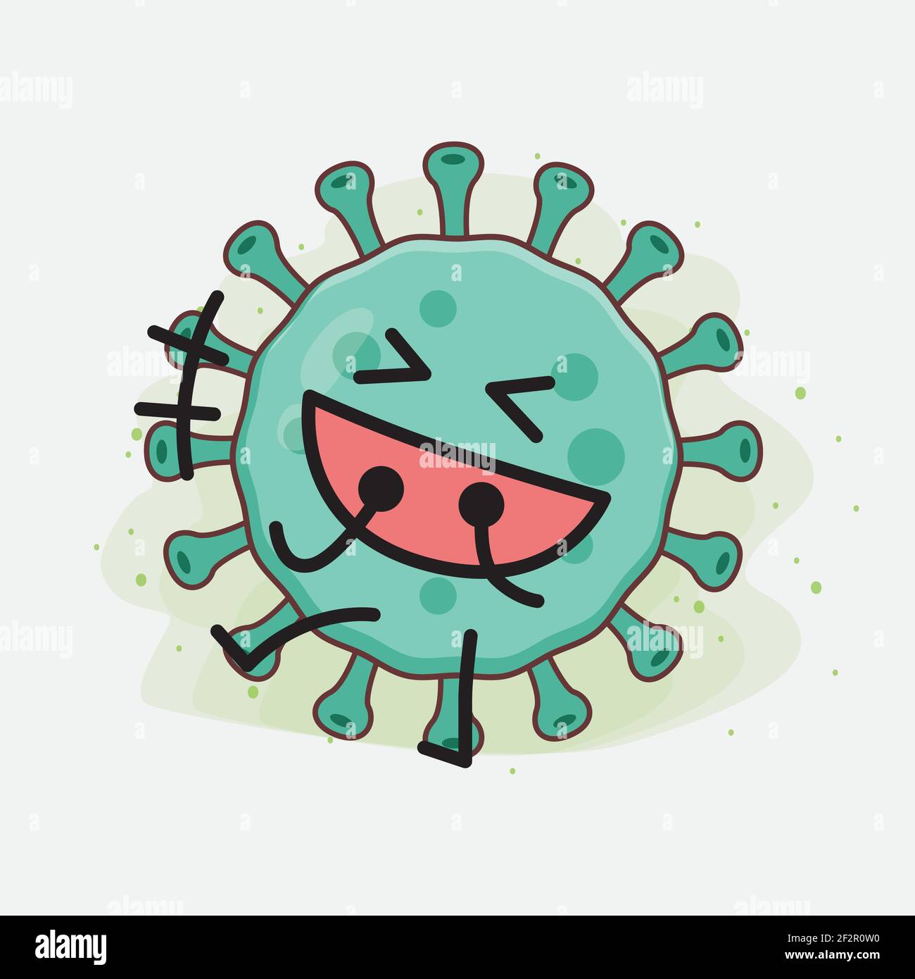 Vector Illustration of Virus Character with cute face, simple hands and ...