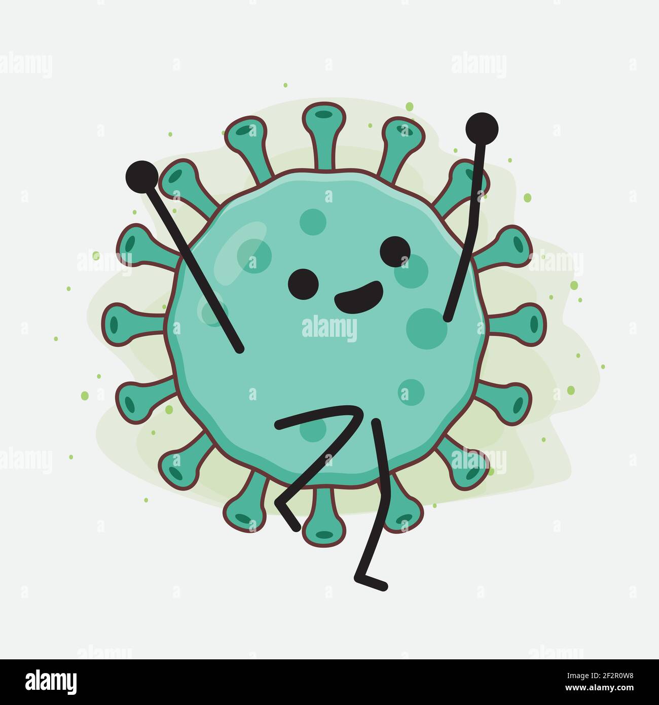 Vector Illustration of Virus Character with cute face, simple hands and ...
