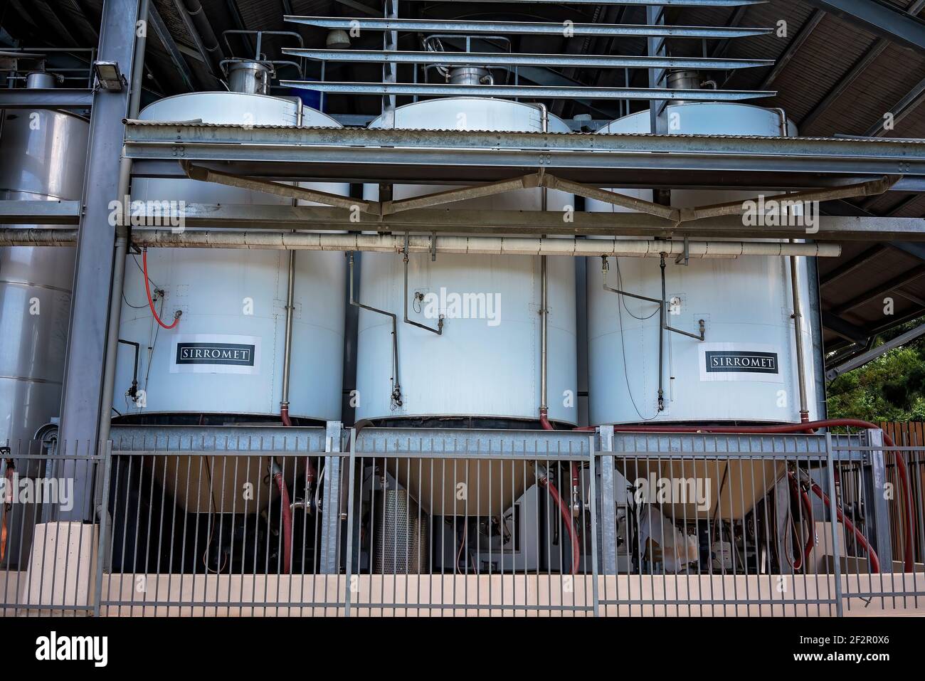 Brisbane, Queensland, Australia - March 2021: Wine fermentation storage ...