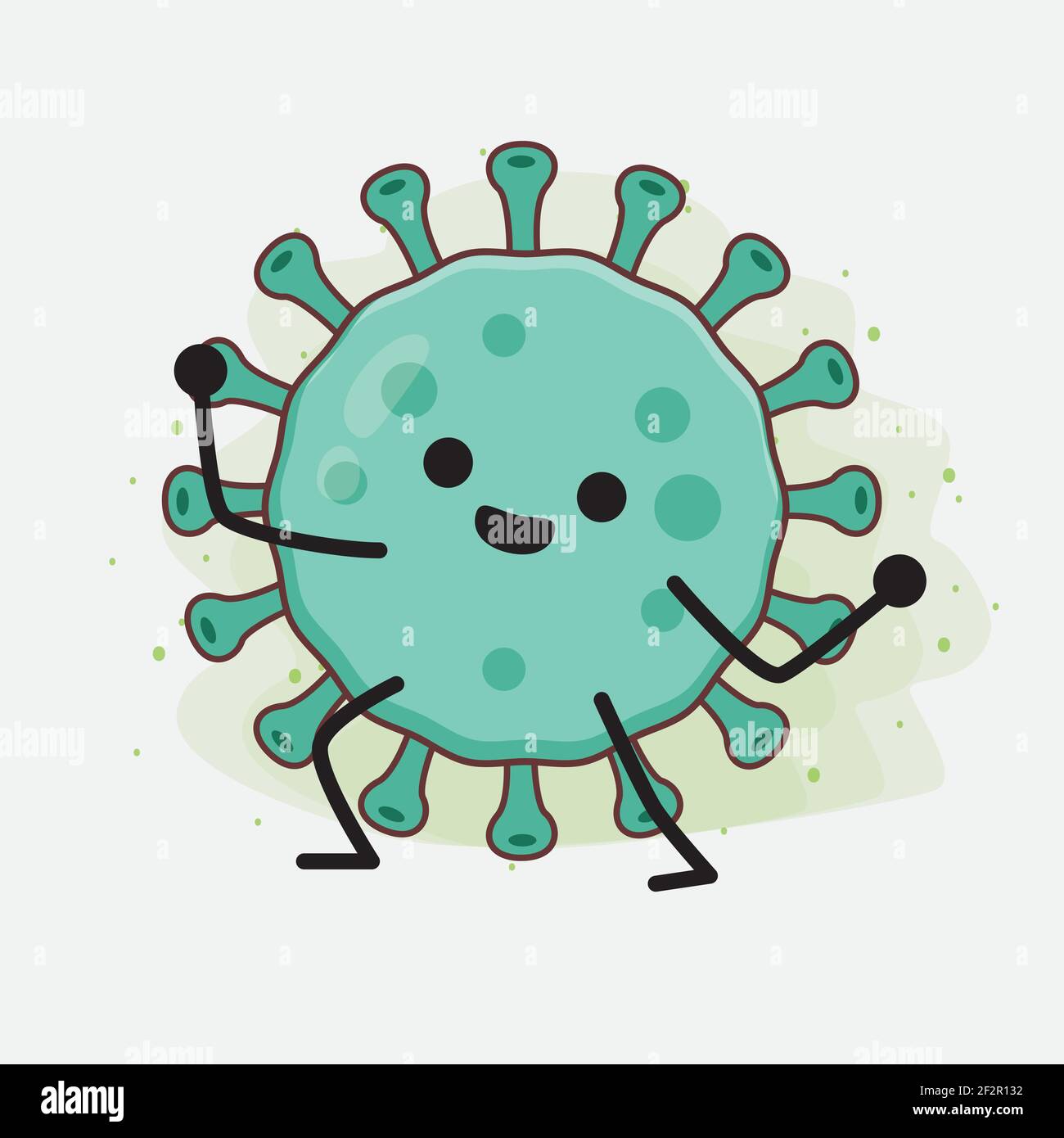 Vector Illustration of Virus Character with cute face, simple hands and ...