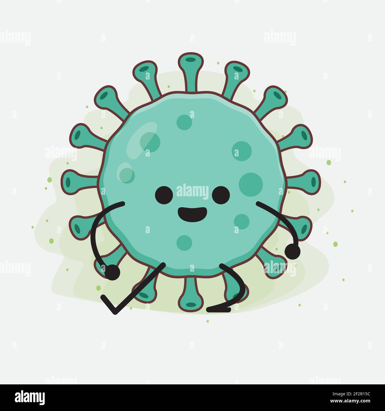 Vector Illustration of Virus Character with cute face, simple hands and ...