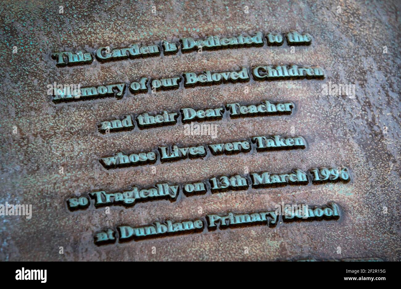 A memorial plaque for the victims of the Dunblane massacre at the ...