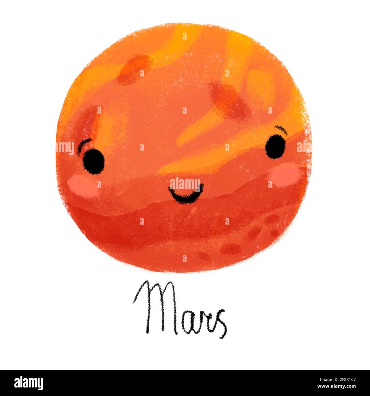 Cute bright colorful Mars planet. Isolated on white background Stock ...