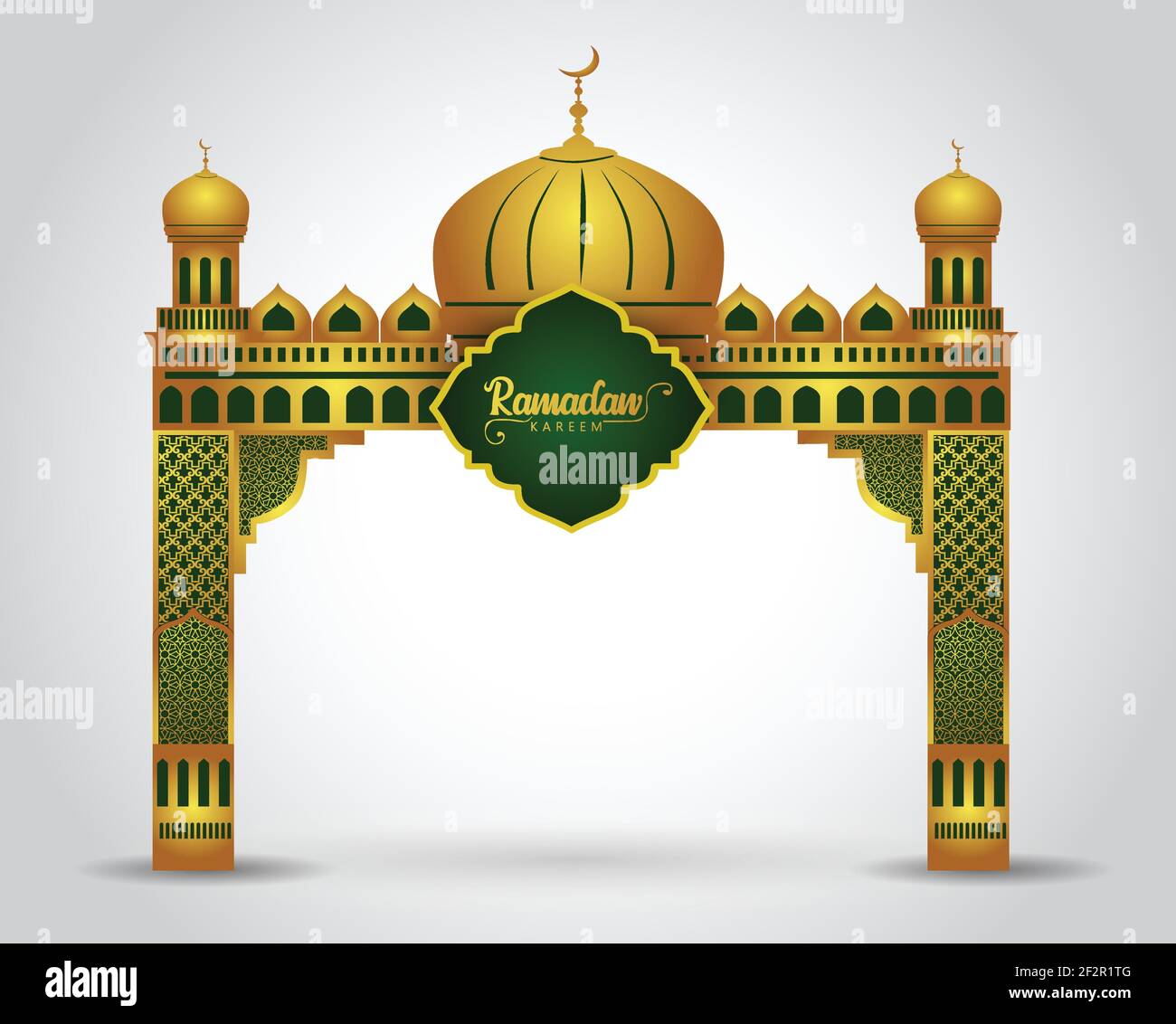 Ramadan background with golden event entrance arch, with golden arabic ...