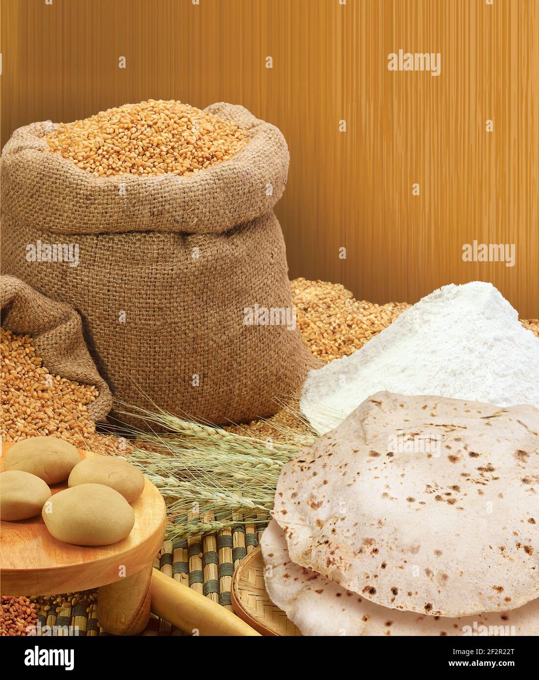 Rustic shot of a plate of chapati surrounded by ingredients Stock Photo ...