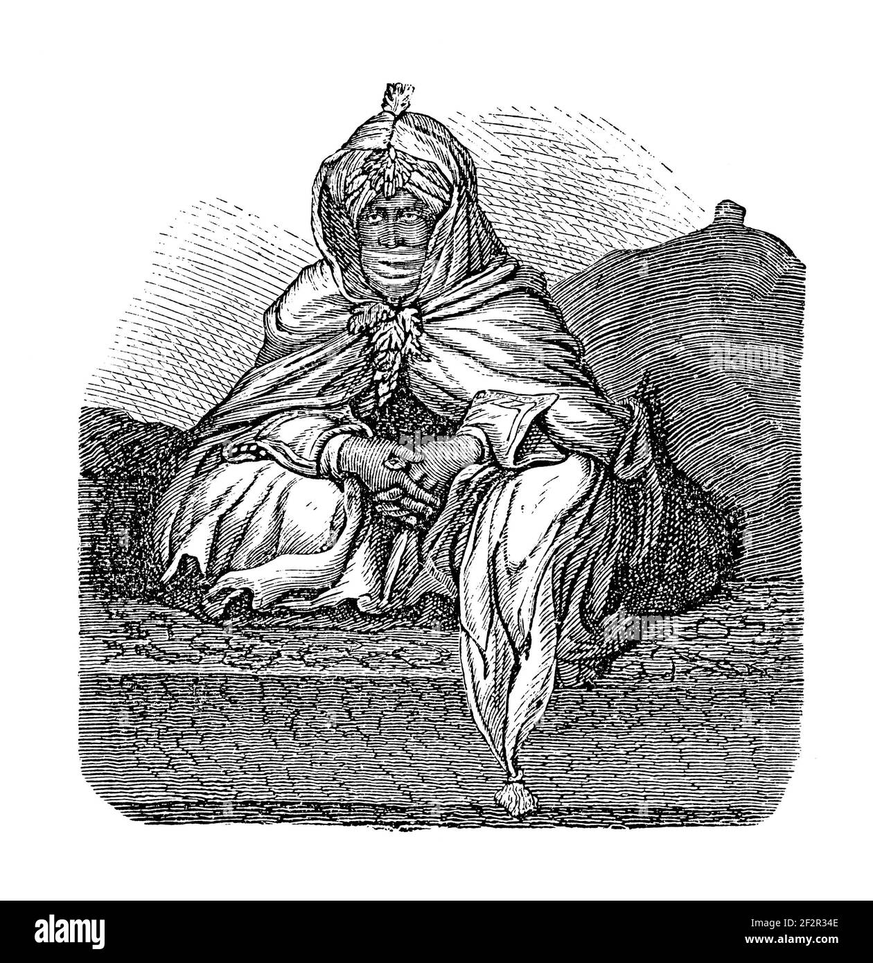 Antique illustration of a Sheikh from the Bornu Empire. Engraving ...
