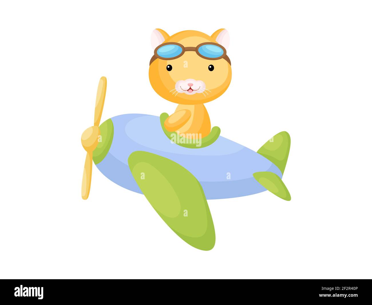 Little hamster wearing aviator goggles flying an airplane. Funny baby ...