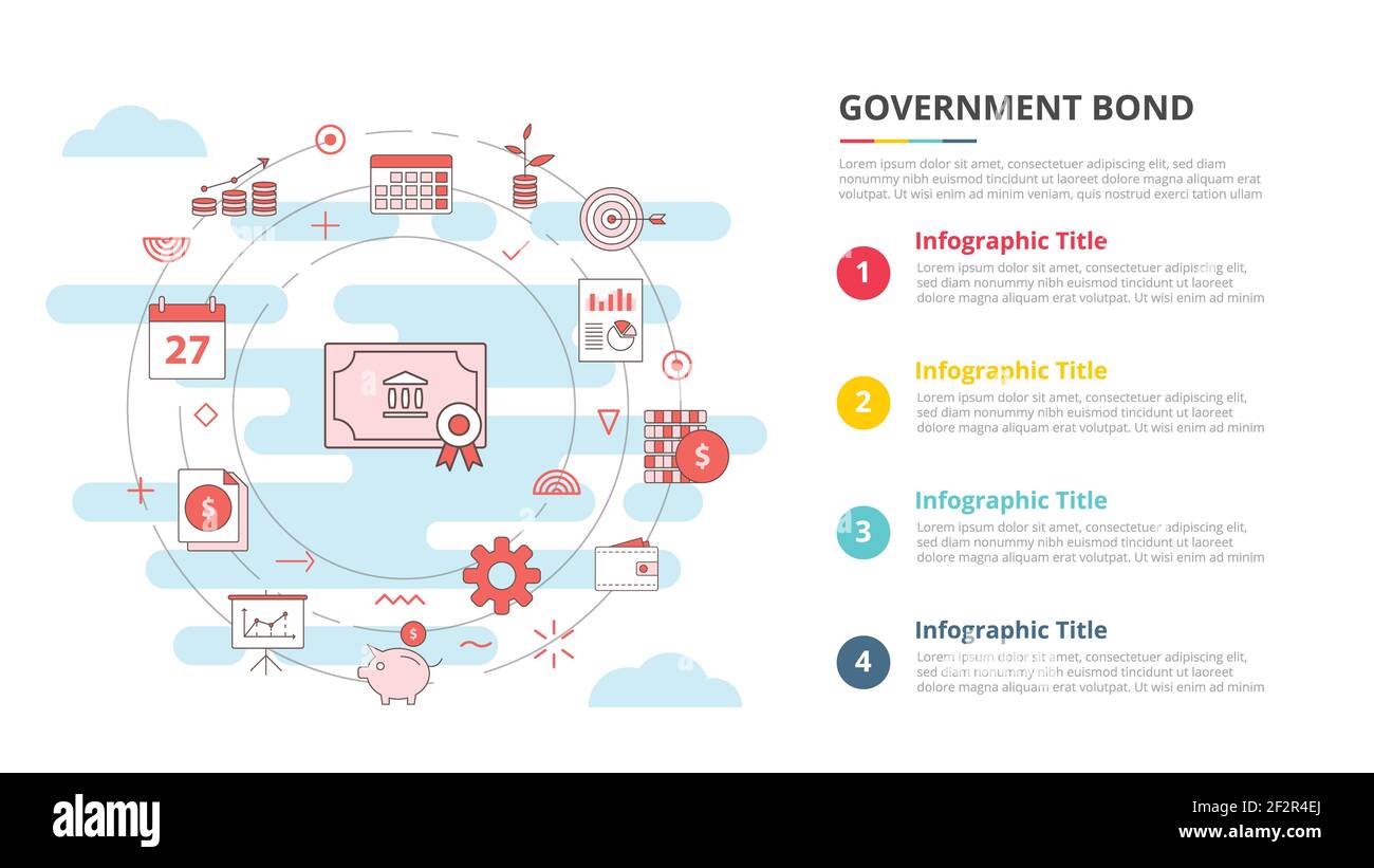 government bond concept for infographic template banner with four point ...