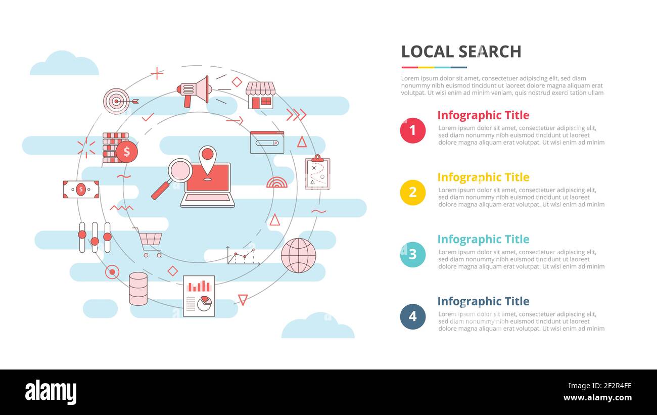 local search concept for infographic template banner with four point list information vector ...
