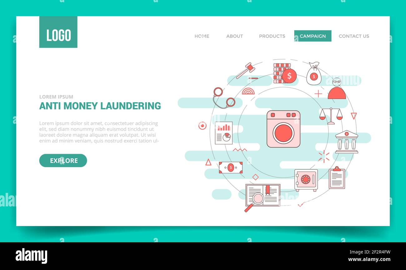 aml anti money laundering concept with circle icon for website template ...
