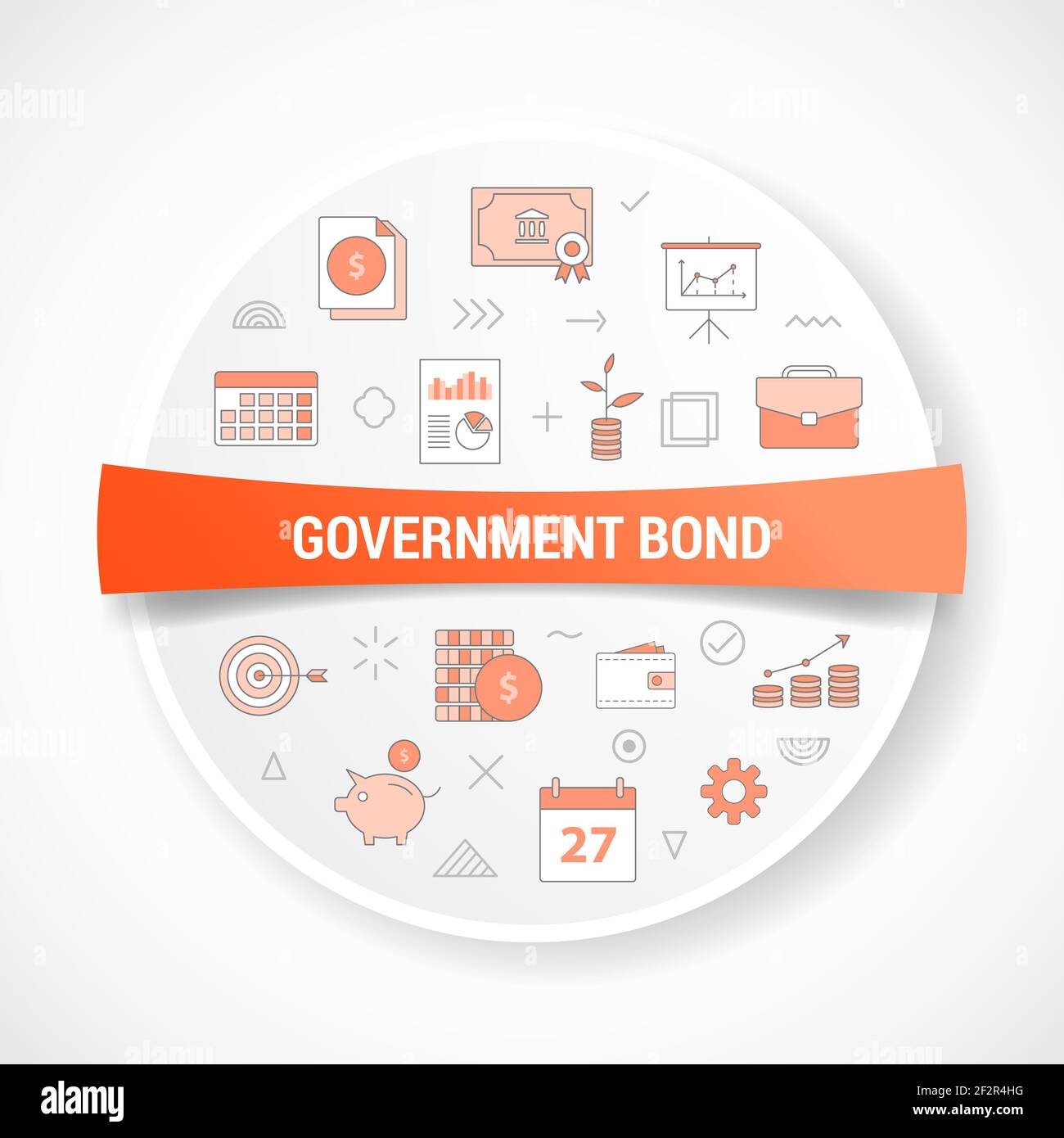 government bond concept with icon concept with round or circle shape ...