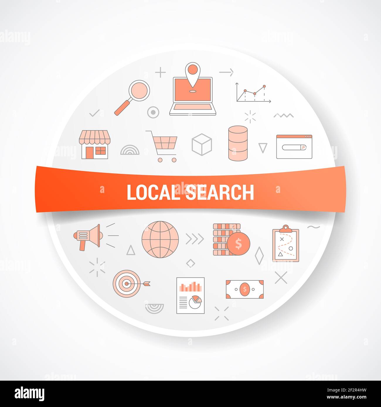 local search concept with icon concept with round or circle shape ...