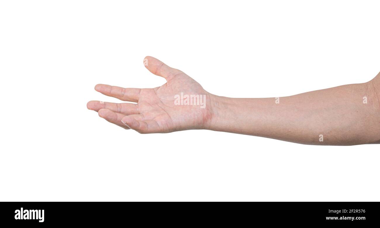 Man hand isolated on white background with clipping path Stock Photo ...
