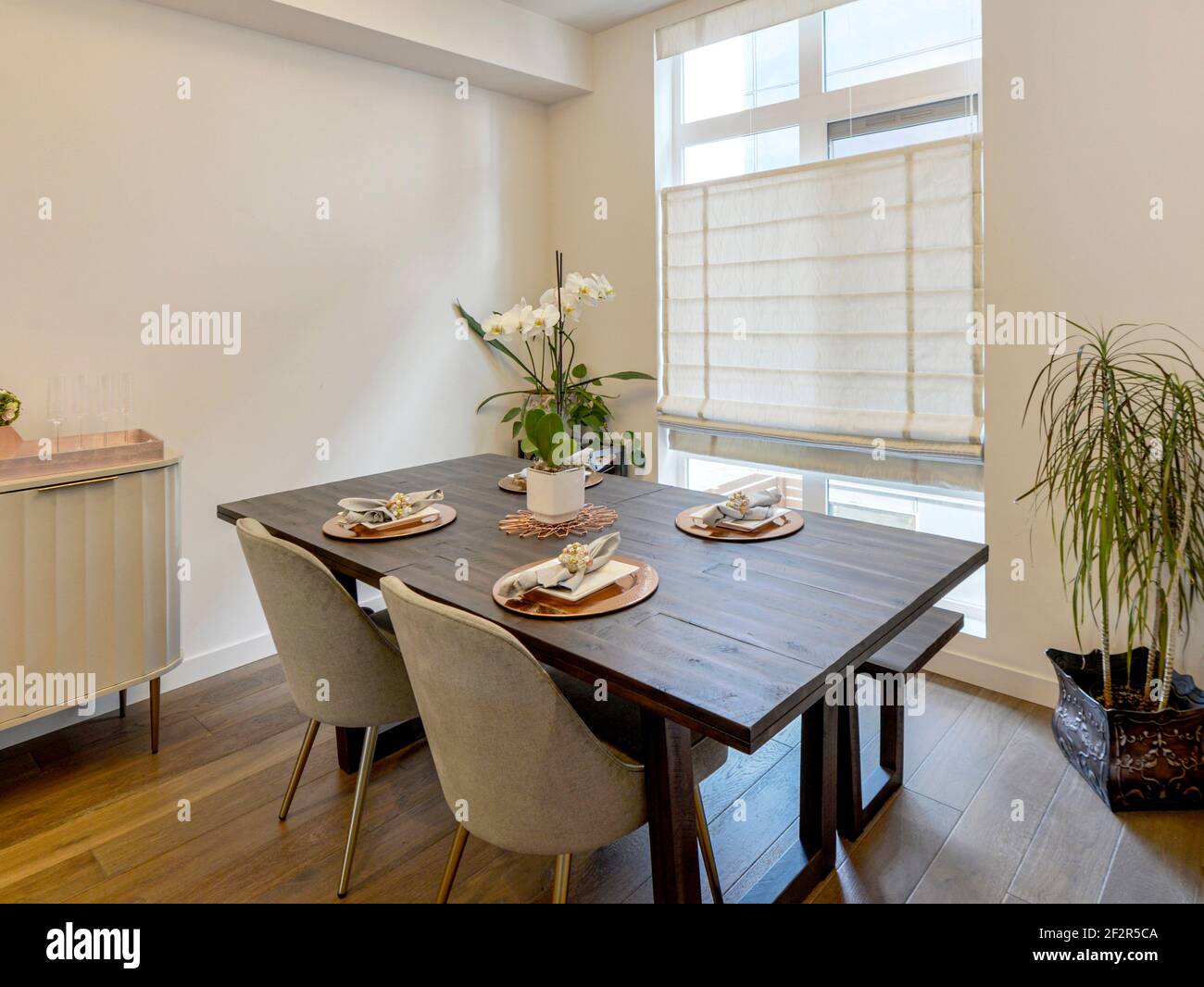 Modern residential dining room interior Stock Photo - Alamy