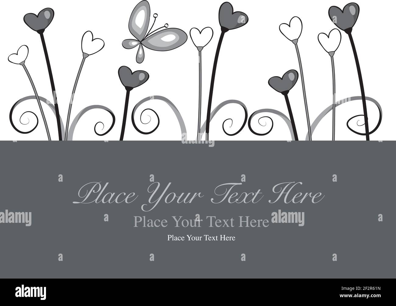 trees garden love heart shape butterfly border background Stock Vector ...