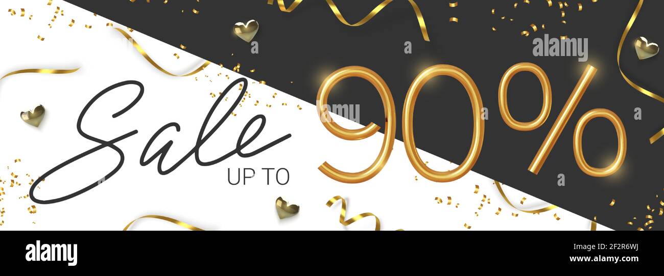 90 off discount promotion sale made of realistic 3d gold number with ...